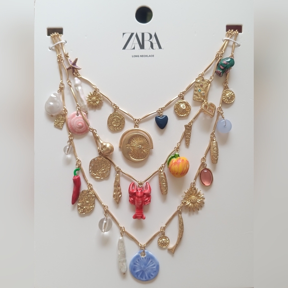 Zara | Jewelry | Nwt Zara 224 3pack Of Charm Necklaces Long ...